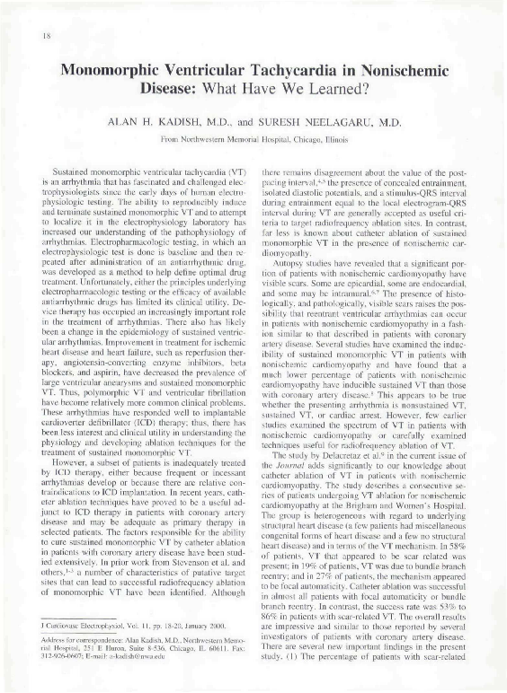 (PDF) Monomorphic Ventricular Tachycardia in Nonischemic Disease