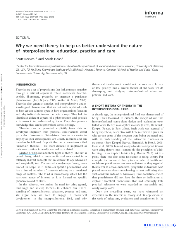 (PDF) Why we need theory to help us better understand the nature of ...