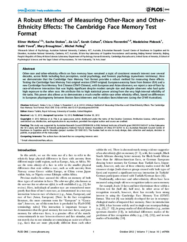 (PDF) Memory for disguised same- and cross-race faces: The eyes have it ...