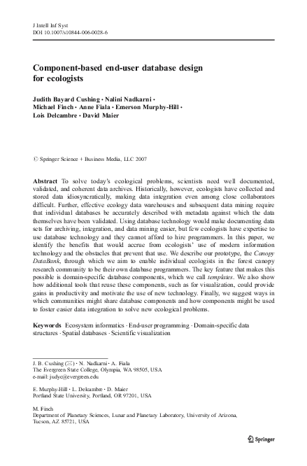 (PDF) Component-based end-user database design for ecologists