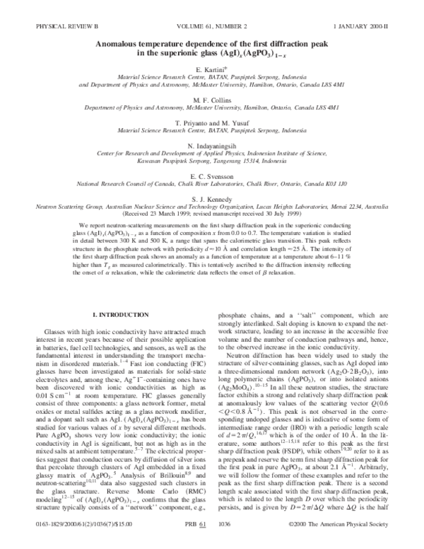 Pdf Temperature Dependent Diffraction In Agi X Agpo3 1 X Glass