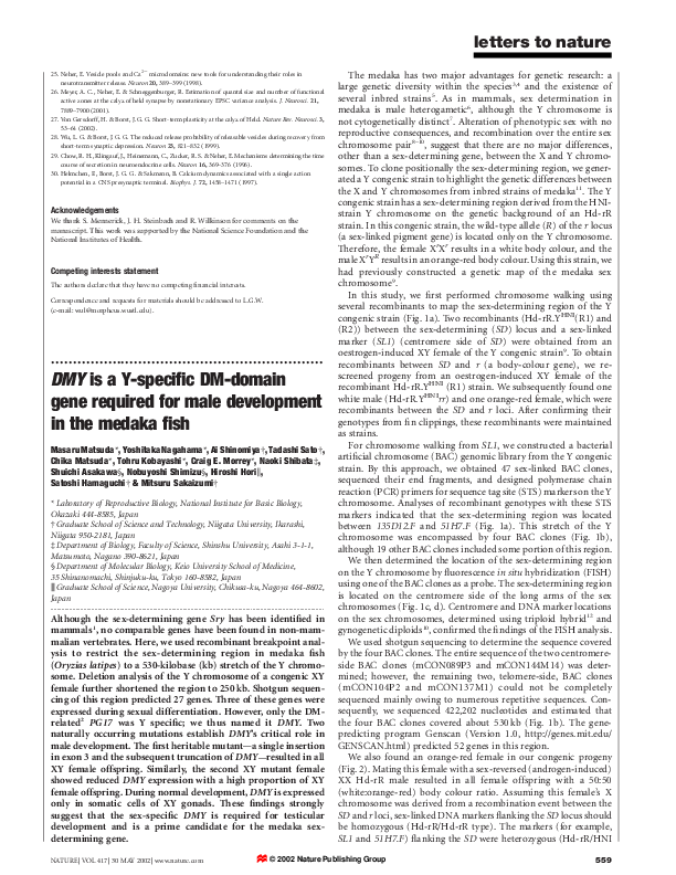 (PDF) DMY is a Y-specific DM-domain gene required for male development ...