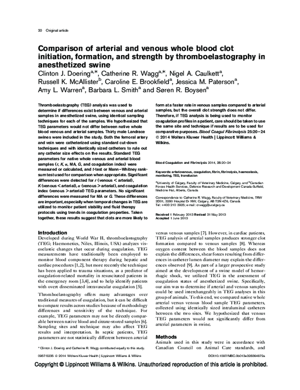 (PDF) Thromboelastographic profile of goat blood after the experimental ...