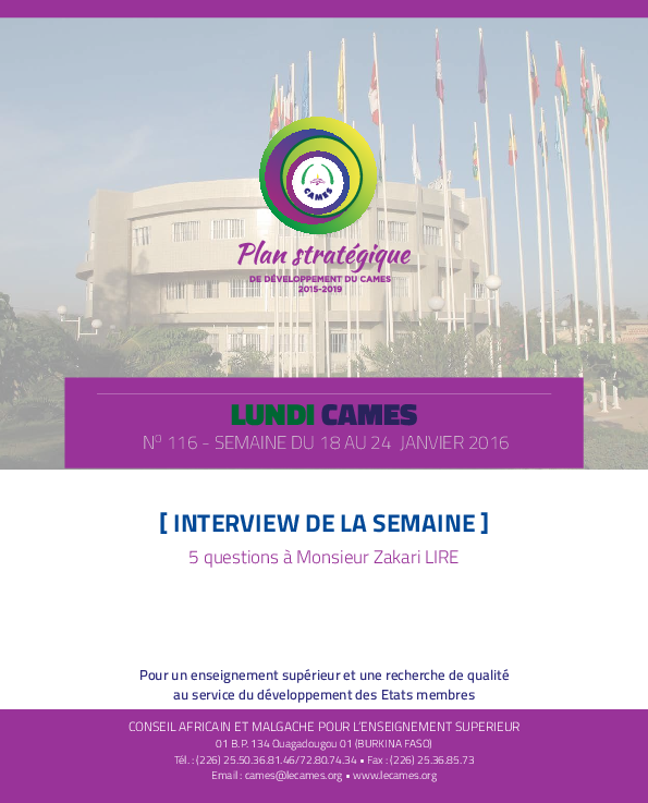 CONSEIL AFRICAIN ET MALGACHE POUR L'ENSEIGNEMENT SUPERIEUR (C. A. M. E. S.)