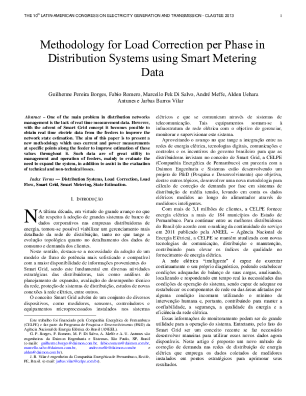 (PDF) Methodology for Load Correction per Phase in Distribution Systems using Smart Metering Data