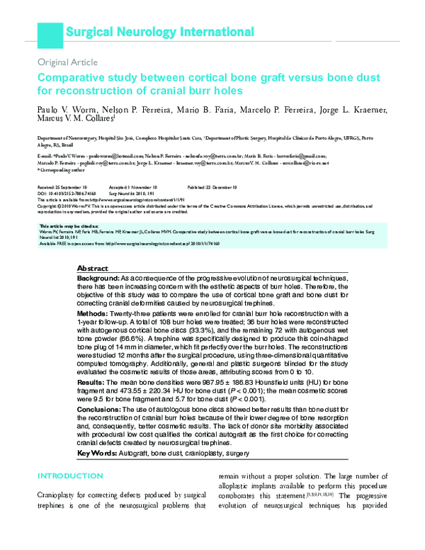 (PDF) Comparative study between cortical bone graft versus bone dust ...