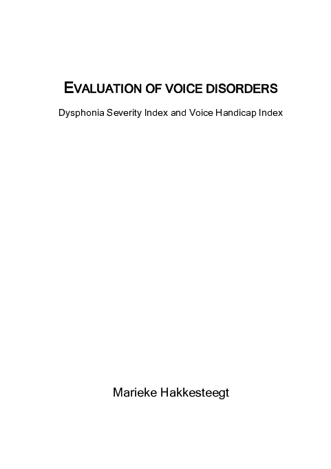 (PDF) The Applicability of the Dysphonia Severity Index and the Voice ...