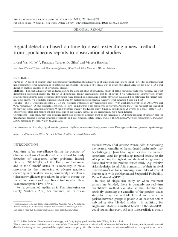 Pdf Signal Detection Based On Time To Onset Extending A New Method