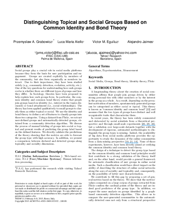 (PDF) Distinguishing topical and social groups based on common identity ...