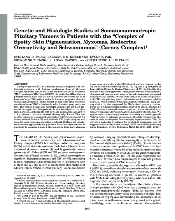 (PDF) Genetic and Histologic Studies of Somatomammotropic Pituitary ...