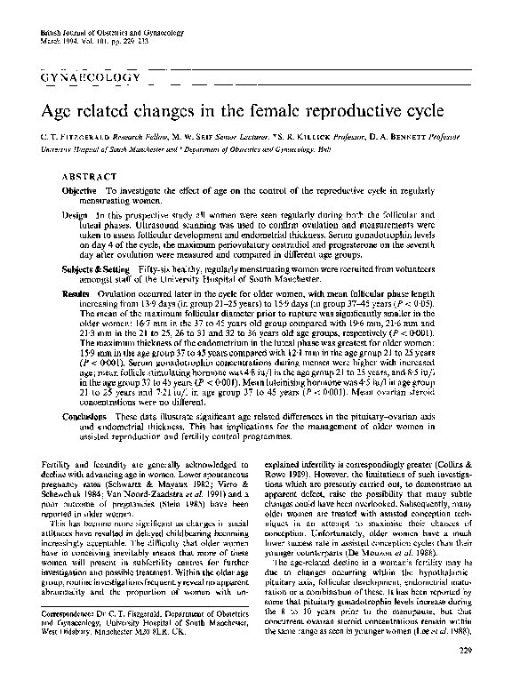 (PDF) Age related changes in the female reproductive cycle