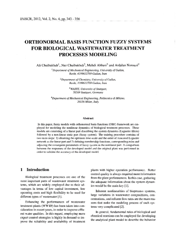(PDF) Orthonormal Basis Function Fuzzy Systems for Biological Wastewater Treatment Processes ...