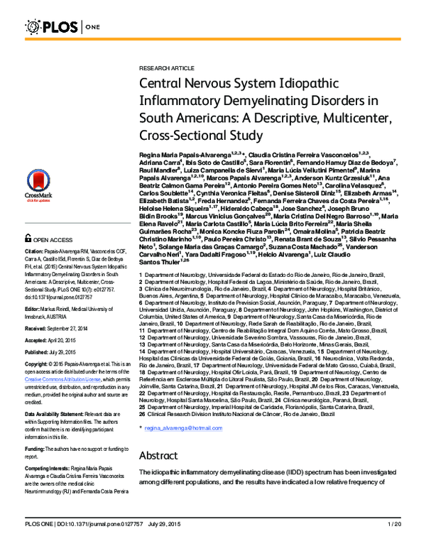 (PDF) Central Nervous System Idiopathic Inflammatory Demyelinating Disorders in South Americans ...