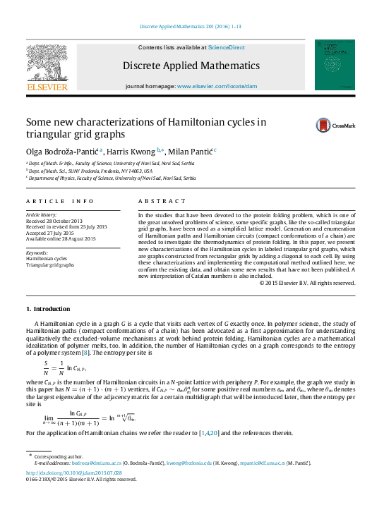 Pdf Some New Characterizations Of Hamiltonian Cycles In Triangular Grid Graphs Olga Bodroza 