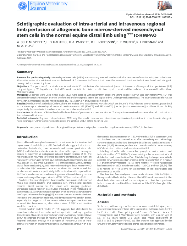 (PDF) Scintigraphic evaluation of intra-arterial and intravenous ...