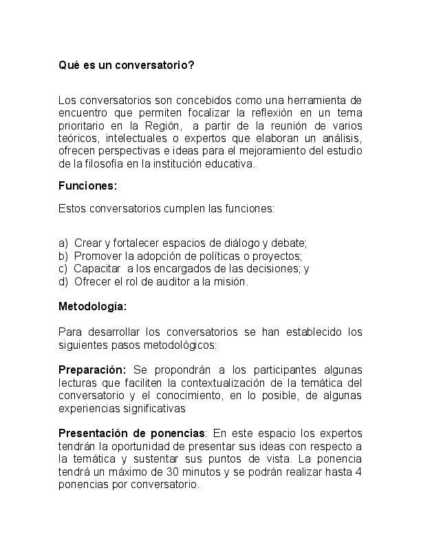 (DOC) Qué es un conversatorio