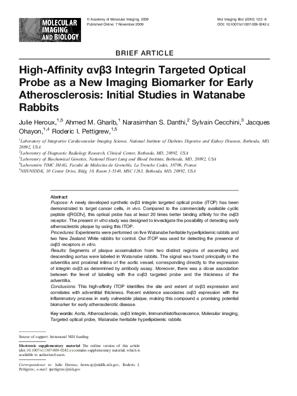 (PDF) High-Affinity αvβ3 Integrin Targeted Optical Probe as a New ...