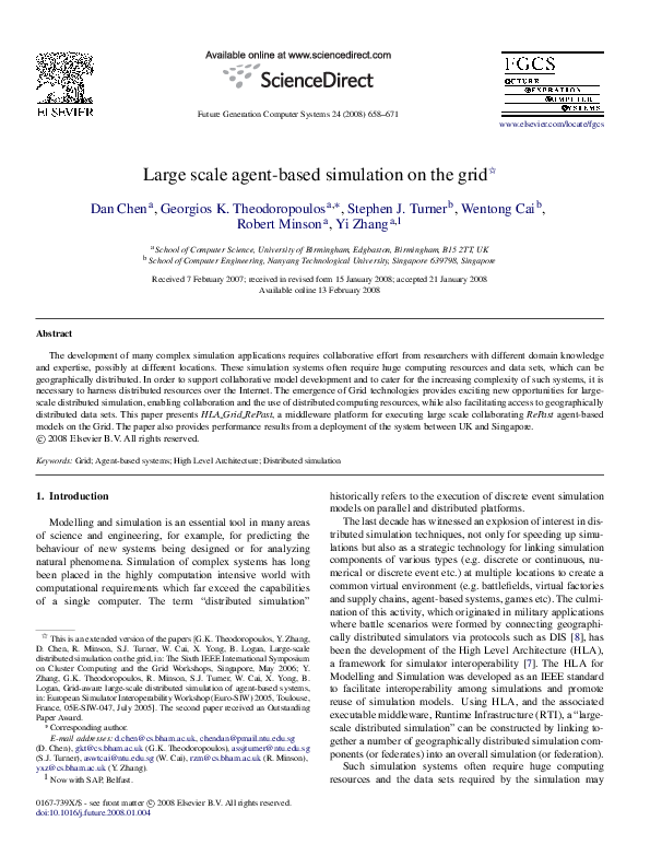 (PDF) Large scale agent-based simulation on the gridI