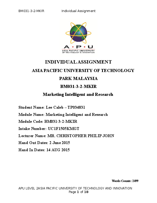 (DOC) INDIVIDUAL ASSIGNMENT ASIA PACIFIC UNIVERSITY OF TECHNOLOGY PARK ...