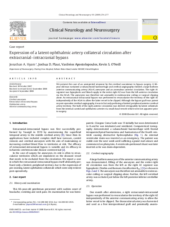 (PDF) Expression of a latent ophthalmic artery collateral circulation ...