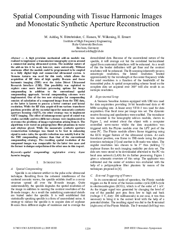 (PDF) Spatial compounding with tissue harmonic images and monostatic ...