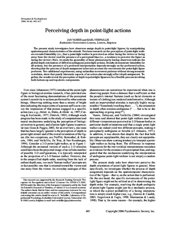 (PDF) Perceiving depth in point-light actions