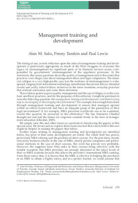 (PDF) Management training and development