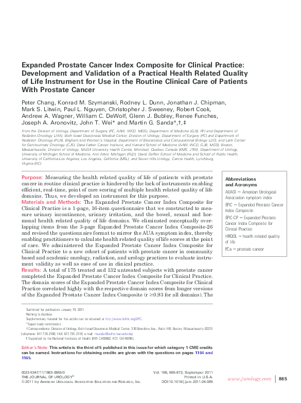 (PDF) Expanded Prostate Cancer Index Composite for Clinical Practice ...