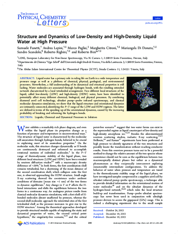 (PDF) Structure and Dynamics of Low-Density and High-Density Liquid ...
