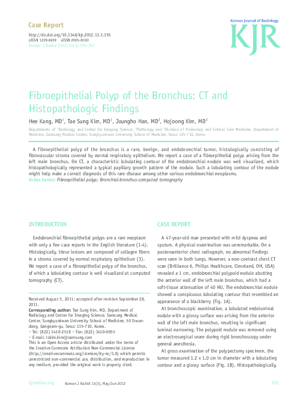 (PDF) Fibroepithelial polyp of the bronchus: CT and histopathologic ...