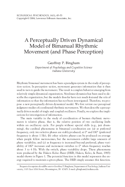 (PDF) A perceptually driven dynamical model of bimanual rhythmic movement (and phase perception)