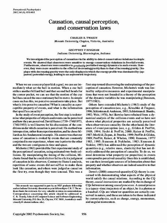 (PDF) Causation, causal perception, and conservation laws