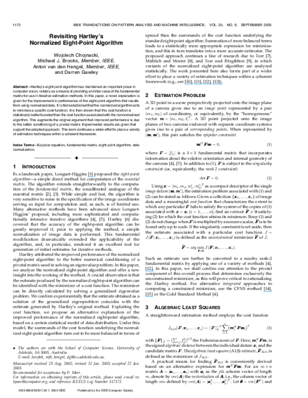 (PDF) Revisiting hartley's normalized eight-point algorithm