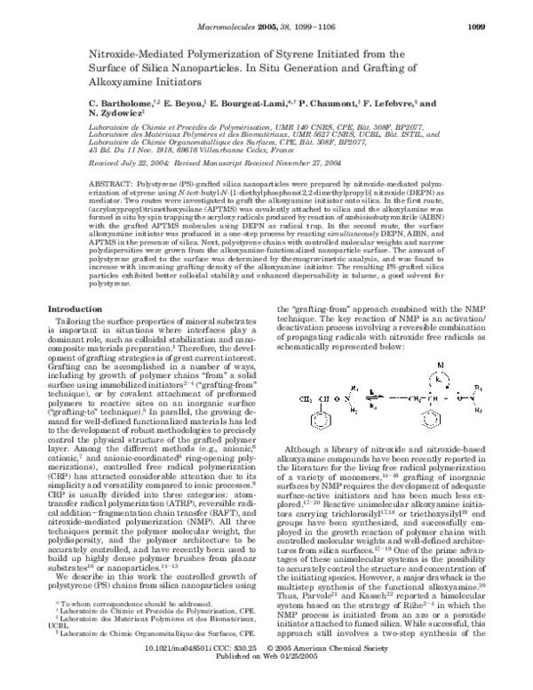 (PDF) Nitroxide-Mediated Polymerization of Styrene Initiated from the Surface of Silica ...