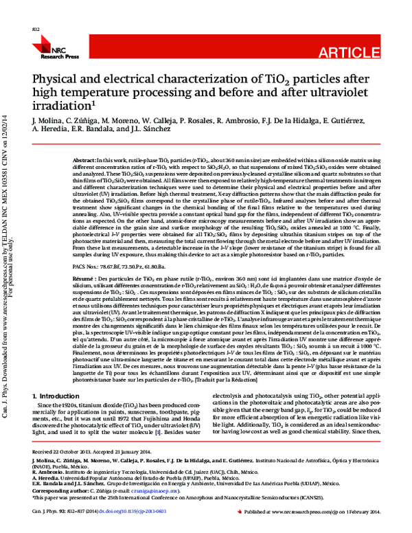 (PDF) Physical and electrical characterization of TiO 2 particles after ...