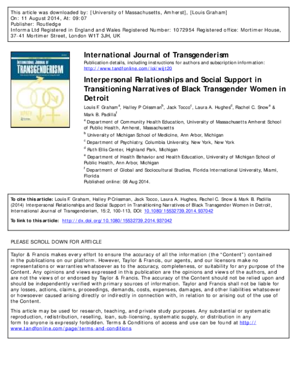 (PDF) Interpersonal Relationships and Social Support in Transitioning ...