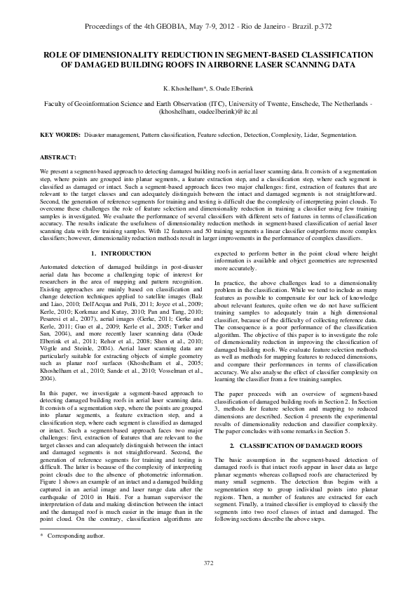 (PDF) Role of Dimensionality Reduction in Segment-based Classification of Damaged Building Roofs ...