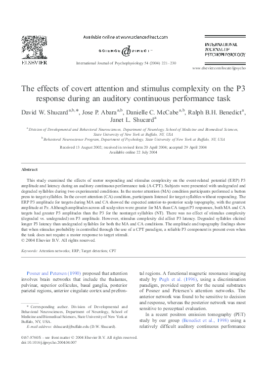 (PDF) The effects of covert attention and stimulus complexity on the P3 response during an ...
