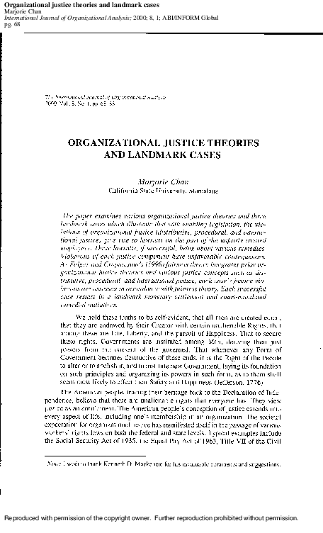 (PDF) Organizational Justice Theories and Landmark Cases