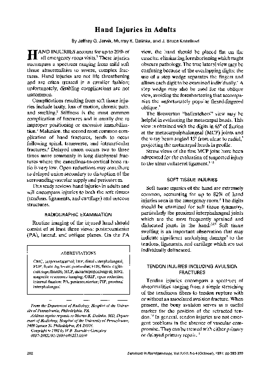 (PDF) Hand injuries in adults