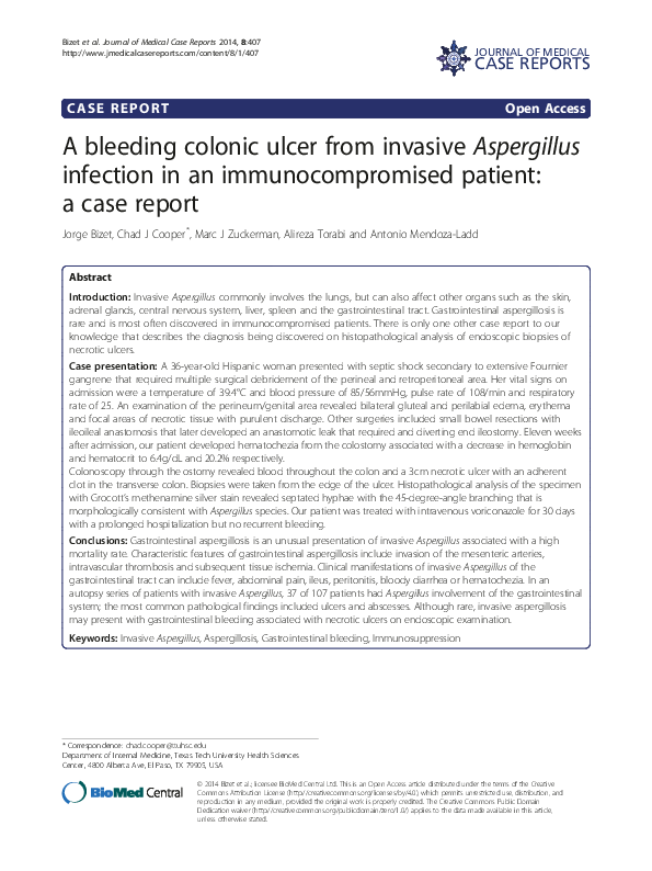 (PDF) A bleeding colonic ulcer from invasive Aspergillus infection in ...
