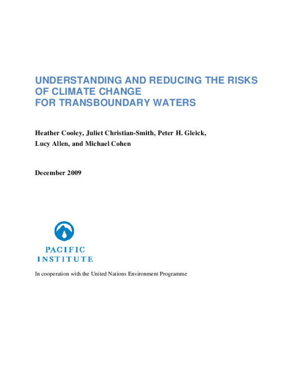 (PDF) Understanding and Reducing the Risks of Climate Change for ...