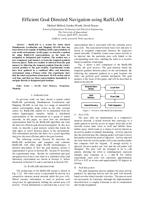(PDF) Efficient Goal Directed Navigation using RatSLAM