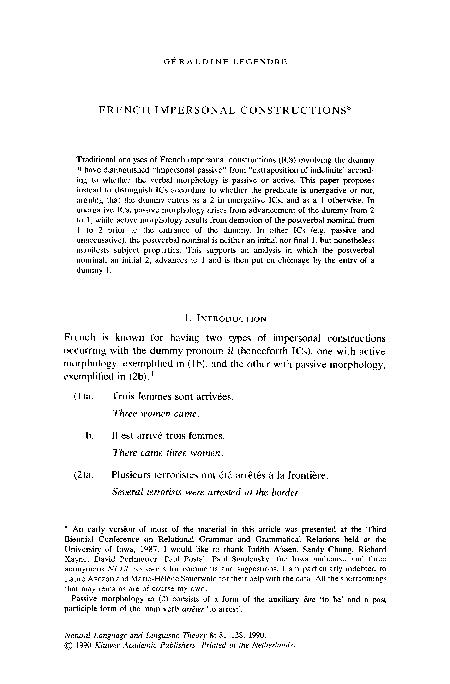 (PDF) French impersonal constructions