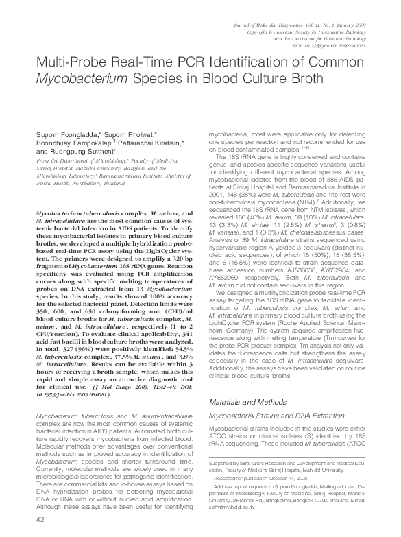 (PDF) Multi-Probe Real-Time PCR Identification of Common Mycobacterium ...
