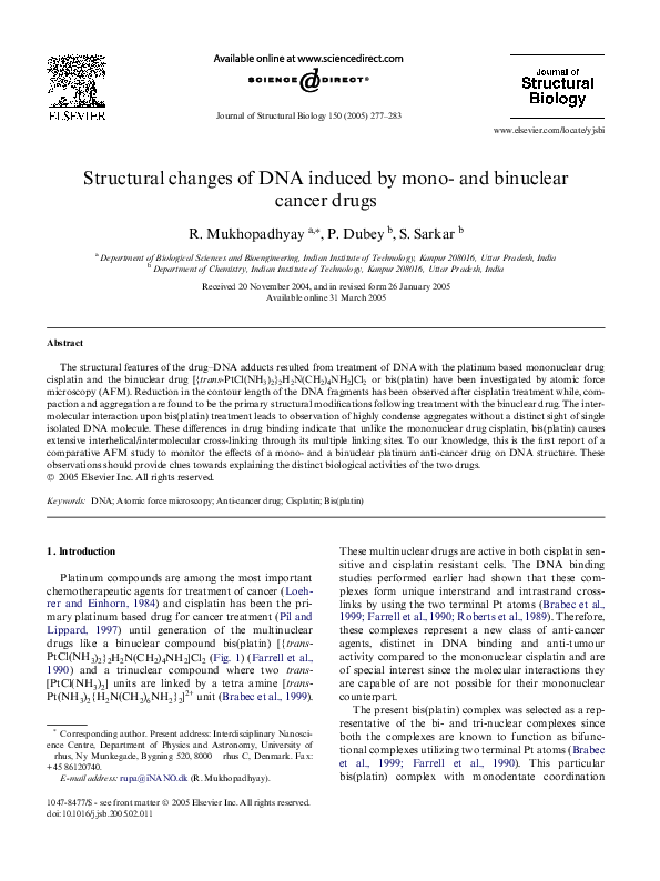 (PDF) Structural changes of DNA induced by mono- and binuclear cancer drugs