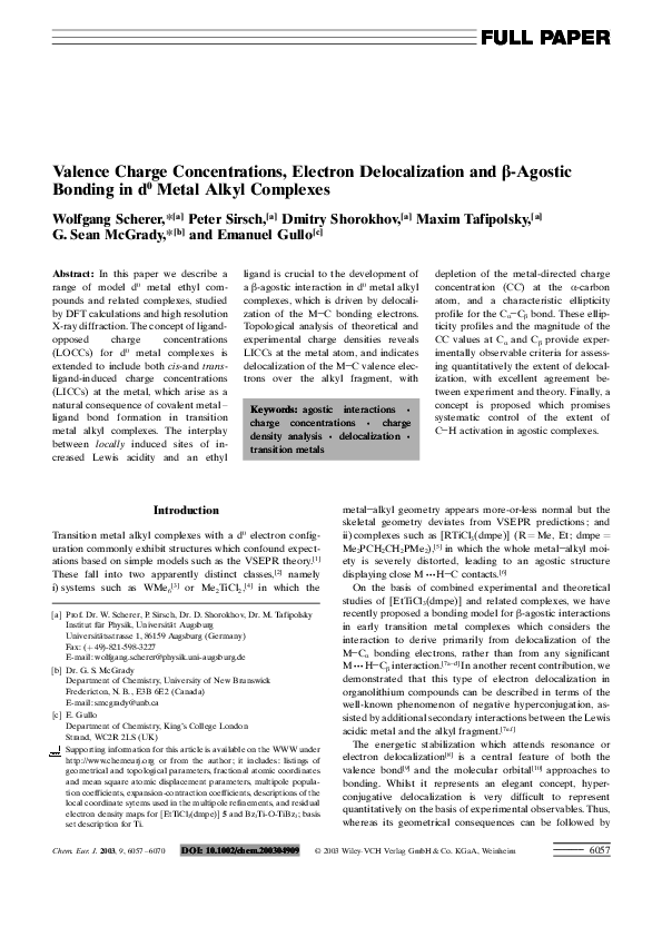 (PDF) Valence Charge Concentrations, Electron Delocalization andβ ...