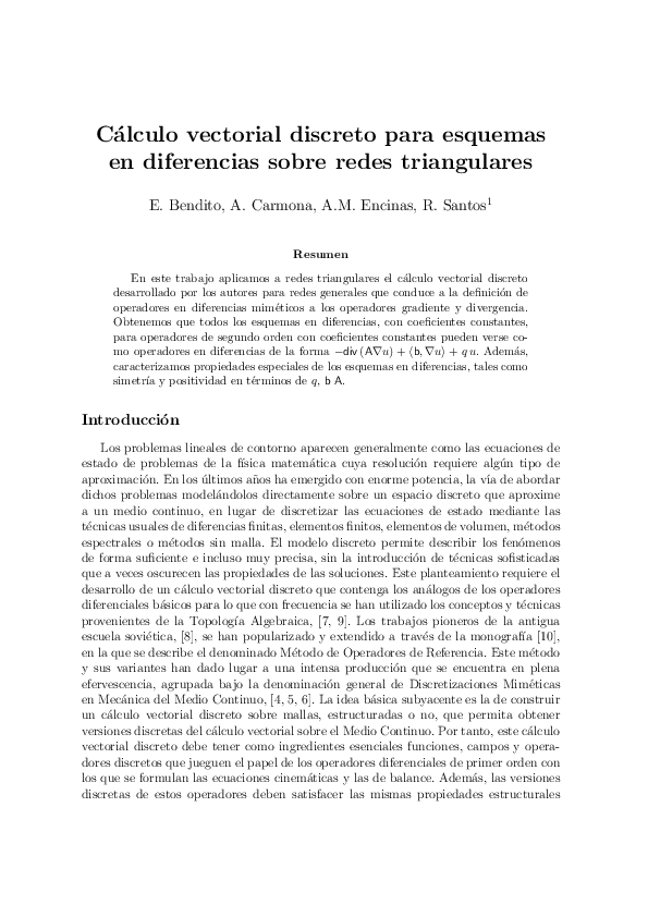 (PDF) Calculo vectorial discreto para esquemas en diferencias sobre ...