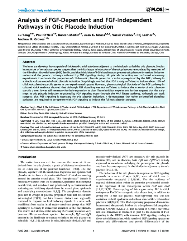 (PDF) Analysis of FGF-Dependent and FGF-Independent Pathways in Otic ...