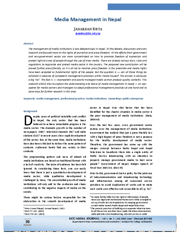 (PDF) Media Management in Nepal